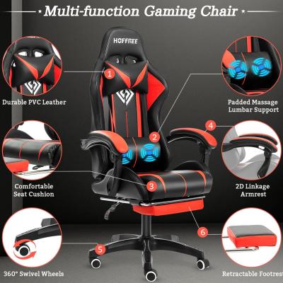 Cina Personalizza ALINUNU Ergonomic Computer Massage Chair Gaming con luci a LED e poggiapiedi in vendita