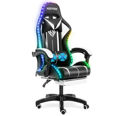 Cina Poltrona da gioco ergonomica a colori personalizzati con luci a LED e poggiapiedi in vendita
