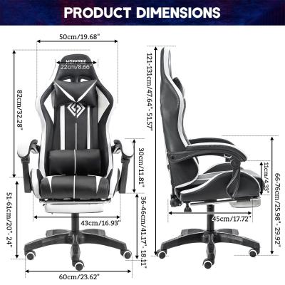 Cina Poltrona da gioco ergonomica a colori personalizzati con luci a LED e poggiapiedi in vendita