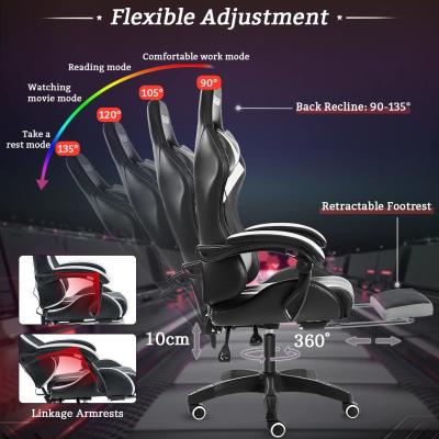 Cina Poltrona da gioco ergonomica a colori personalizzati con luci a LED e poggiapiedi in vendita