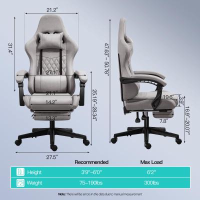 Cina Sedile da gioco ergonomico regolabile per computer con poggiapiedi e massaggio in vendita