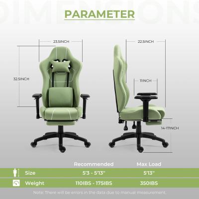 China Home Office Spelstoel met massage Lumbal Support en Voetsteun in modern ontwerp Te koop