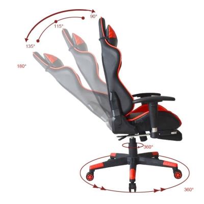 China Computador Gamer Cadeira de jogos de escritório moderna com apoio de pé e apoios de braço de PU ajustáveis em 2D à venda