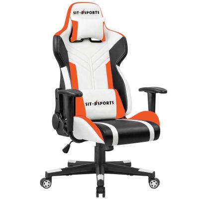 China White Frame Black Synthetic Leather Customized Gaming PC Chair Electric Wheel Option for sale