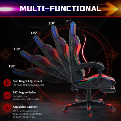 China Removable Cover Synthetic Leather Gaming Massage Chair with RGB Lights and Speakers for sale