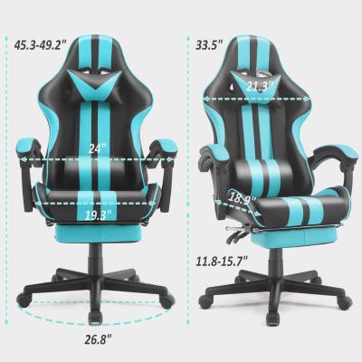Cina Sedia per computer a gioco PC regolabile in altezza con poggia testa, supporto lombare e poggiapiedi in vendita