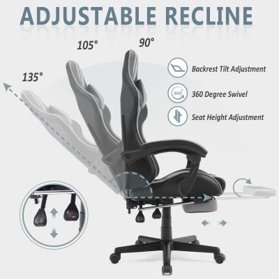 China Racing Style Gaming Chair met voetensteun Hoofdsteun en Lumbal Support Gepersonaliseerde kleur Te koop