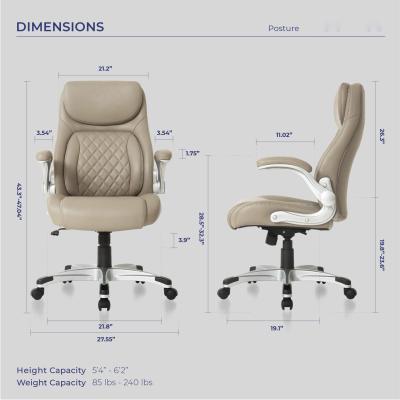 Cina Stylish ergonomic PU Leather Office Chair con supporto lombare e braccioli FlipAdjust in vendita