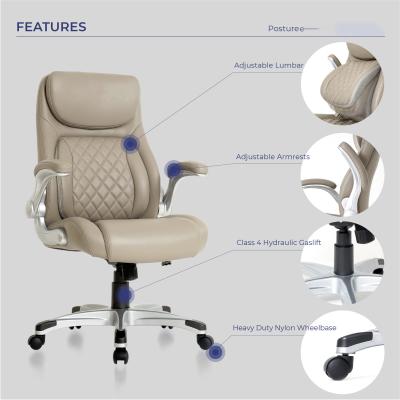 Cina Stylish ergonomic PU Leather Office Chair con supporto lombare e braccioli FlipAdjust in vendita