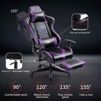 Cina Sedile da casa per giochi a braccio regolabile con poggiapiedi e massaggio in pelle viola in vendita