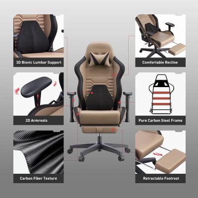 China Mute PU Wheel Racing Gaming Chair met ergonomische lumbale steun en postverpakking Te koop