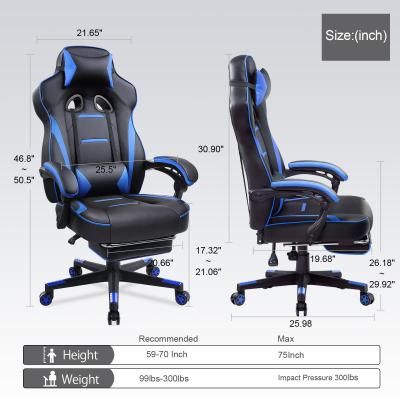 Cina 3 Gas Lift Ergonomic Gaming Chair con poggiapiedi in cuoio PU High Back Office Desk Chair in vendita