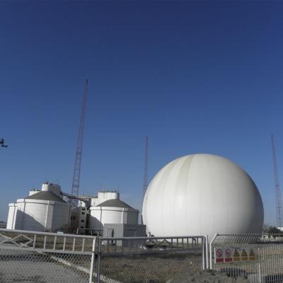 China Strong Double Membrane Biogas Dome Gas Holder Balloon Ground Mounted UV Resistant for sale