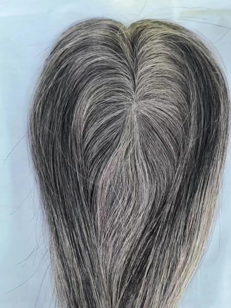 Quality Small size mono topper 100% human hair grey color women topper for hairloss for sale