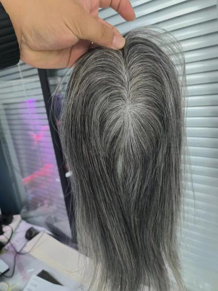 Quality Small size mono topper 100% human hair grey color women topper for hairloss for sale