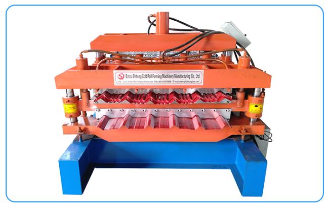 double layer steel roofing panel glazed tile press roll forming machine