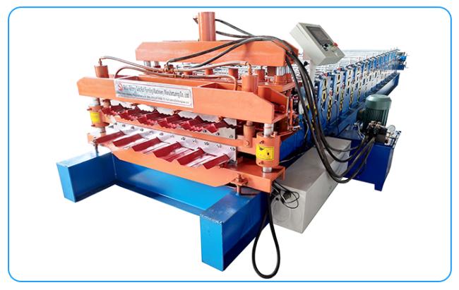 double layer steel roofing panel glazed tile press roll forming machine