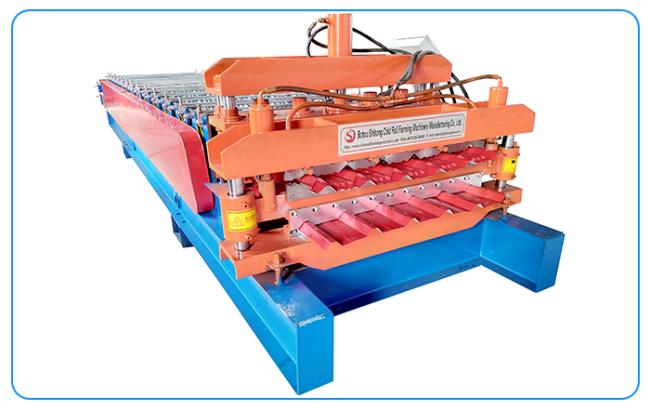 double layer steel roofing panel glazed tile press roll forming machine