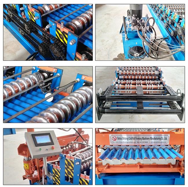 double layer steel roofing panel glazed tile press roll forming machine