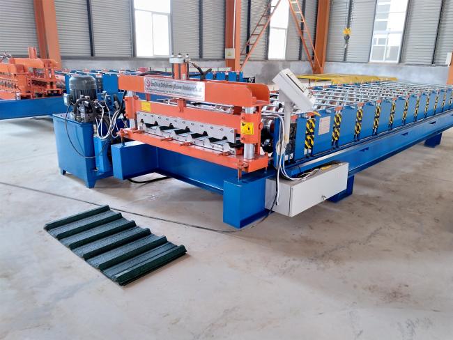 1000 model aluminium trapezoidal roofing sheet colored roll forming machine 