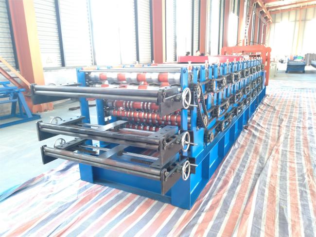 three deck alminium plate colored steel sheet roll forming machine 