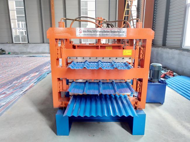 three deck alminium plate colored steel sheet roll forming machine 