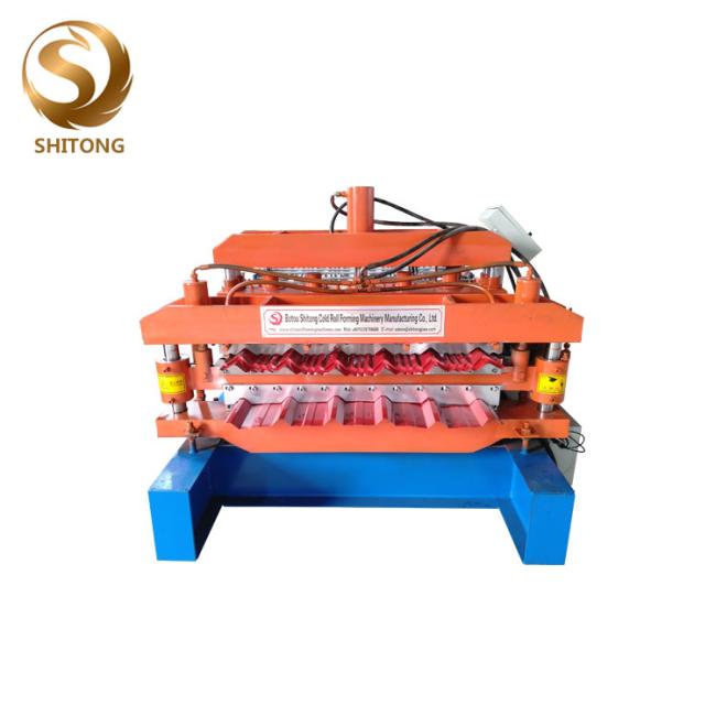 Double layer color steel corrugated and trapezoidal roof sheet roll forming making machine 3