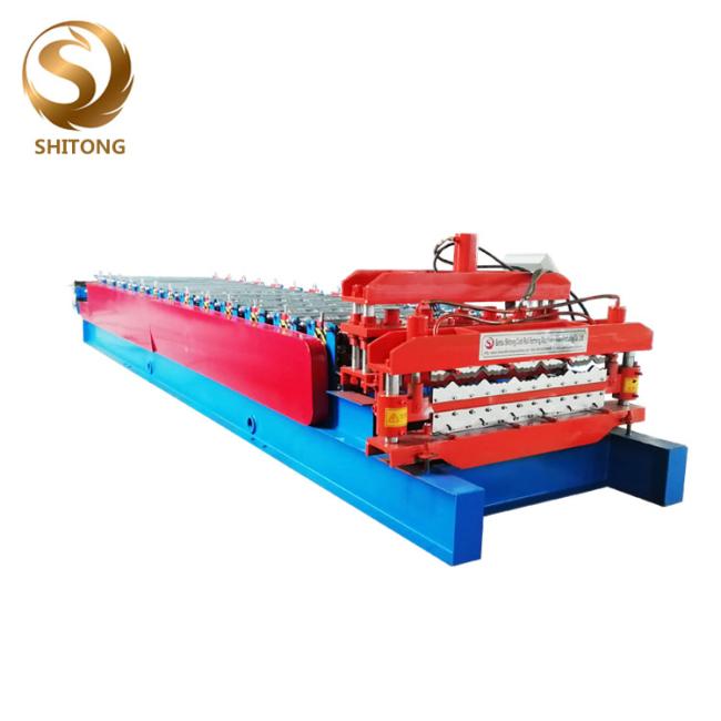 Hot sale iron metal roof tile and glazed sheet double layer deck roll forming machine 3