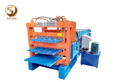 China Rollo de la hoja de la techumbre de tres capas que forma la máquina para la fabricación de acero de la hoja del tejado en venta