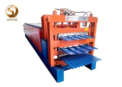 China Rollo de la hoja de la techumbre de tres capas que forma la máquina para la fabricación de acero de la hoja del tejado en venta