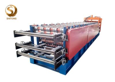 China Rollo de la hoja de la techumbre de tres capas que forma la máquina para la fabricación de acero de la hoja del tejado en venta
