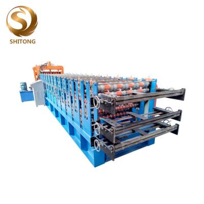 China three layer steel profile sheet making roll forming machine with lamination for sale