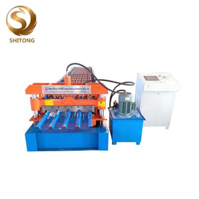 Китай cheap deck traprzoidal sheet steel metal roofing roll forming machine продается