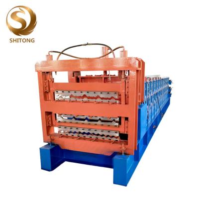 China El mejor precio rollo de acero de la hoja del perfil de la techumbre de tres capas que forma la máquina con la laminación en venta