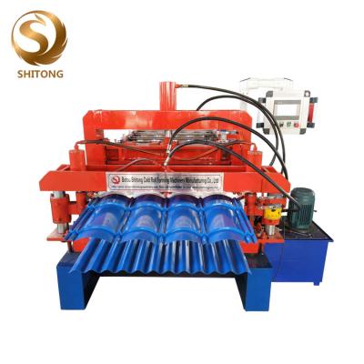 Китай double layer glazed tile roof panel roll forming machine supplier продается