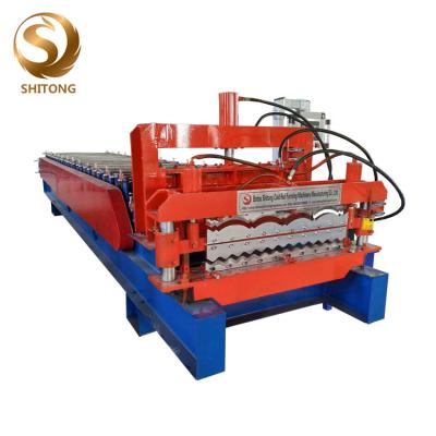 Китай new design double layer roofing panel glazed tile press machine продается