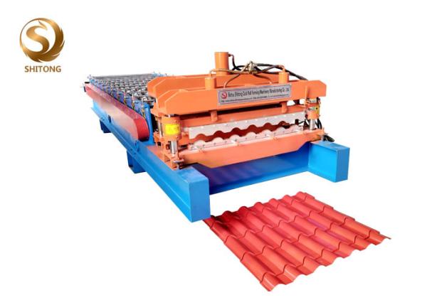 Color steel cold glazed metal tile panel plate bamboo type roof roll forming machine