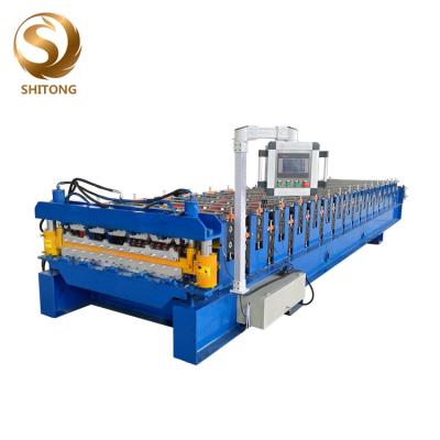 China roof panel steel iron sheet double layer roll forming machine for sale