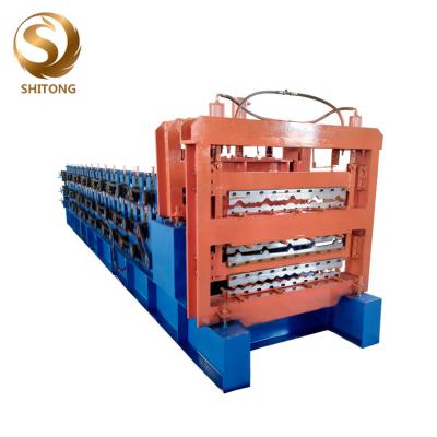 China Aluminio rollo de acero del tejado de tres capas que forma la máquina en venta