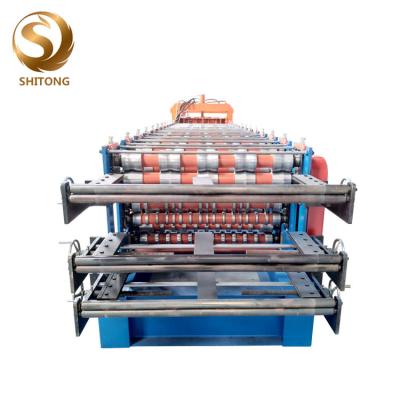 China Aluminio rollo de acero del tejado de tres capas que forma la máquina en venta