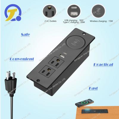 China Embedded Desktop Socket with 15W Wireless Fast Charging, USB-C PD 20W Fast Charging, and Flame-Retardant ABS Material for Seamless Desk Integration for sale