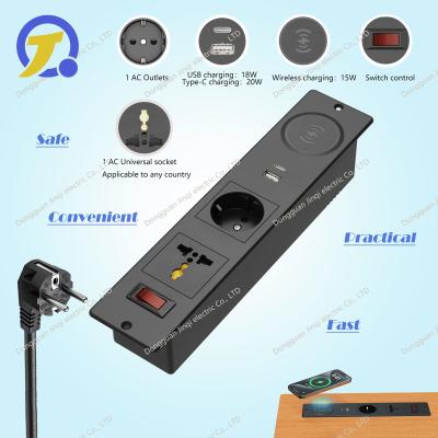 China Universal Smart Socket with 15W Wireless Charging 20W Type-C Fast Charging and Flush-Mount Design for Desks for sale