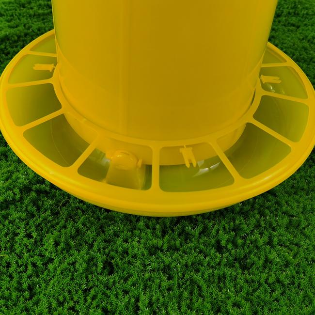 Sun Never Sets Poultry Feed Bucket in red and yellow colors