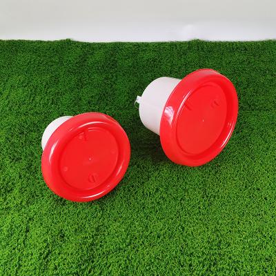 China Anti Drip Red Poultry Drinker / Drinking Troughs Easy Installation Cylindrical Waterer 10L for sale