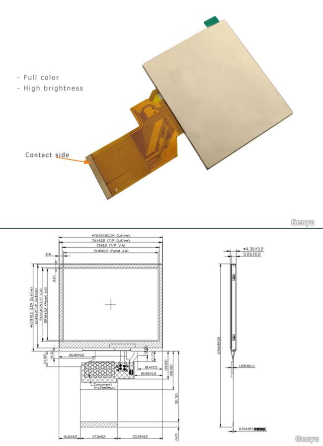 Close-up of 3.5 inch LCD module