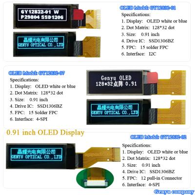 China 0.91 Inch 128x32 White Blue OLED Panel 15 Pin 0.91 OLED Display SSD1306 SPI I2C OLED Screen 128*32 Inch 128*32 OLED 128*32 for sale