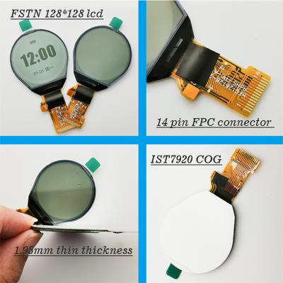 China 1.3inch GY128128-23 Round LCD Module 4-Spi FSTN Custom Monochrome Dot Matrix Clock COG LCD Screen 128x128 Circle Display for sale
