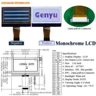 China 128x64 Fstn COG LCD Display Module I2c Spi St7567 26pin Screen Monochrome Display 12864 Mono LCD Graphic Display ST7567 or UC1701 for sale