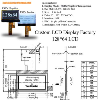 China 128x64 Fstn COG LCD Display Module I2c Spi St7567 26pin Screen Monochrome Display 12864 Mono LCD Graphic Display ST7567 or UC1701 for sale