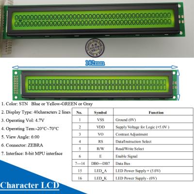 Cina Alimentazione 5V STN Blu Giallo-Verde Modulo Schermo LCD I2C/IIC 4pin PCB 2004 Schermo LCD Display LCD 16x2 Caratteri 20x4 in vendita